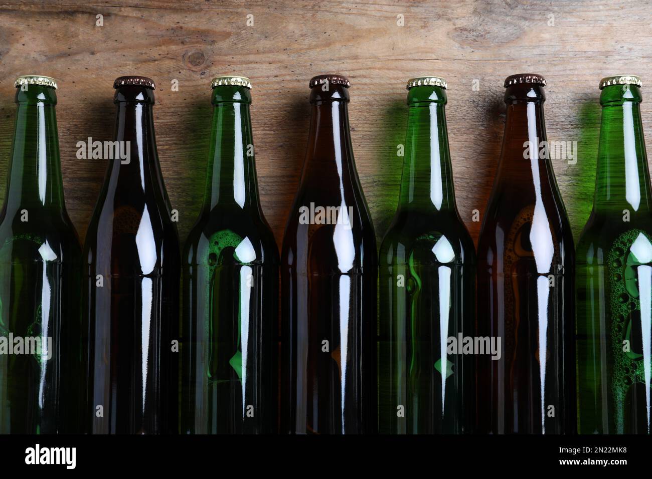 Row craft beer bottles table hi-res stock photography and images - Alamy