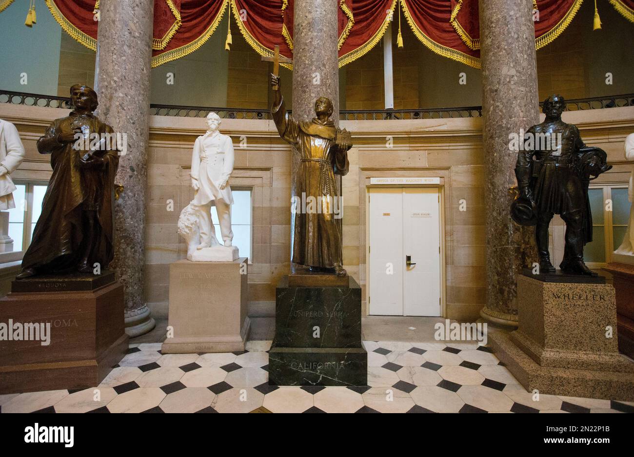 The statue of missionary Junipero Serra, center, is seen in Statuary ...
