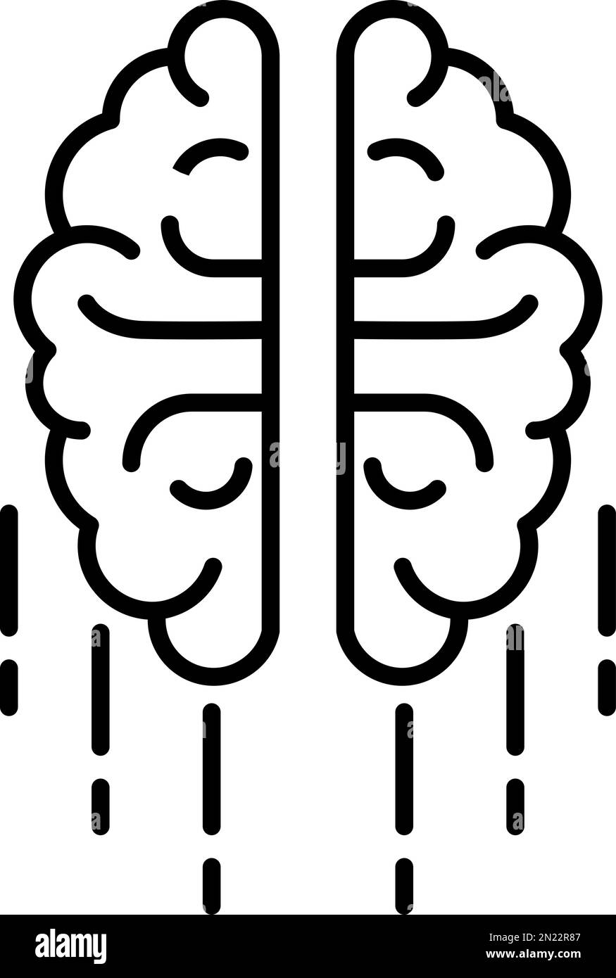 Brain, line vector icon on transparent background. Outline Brain, line ...