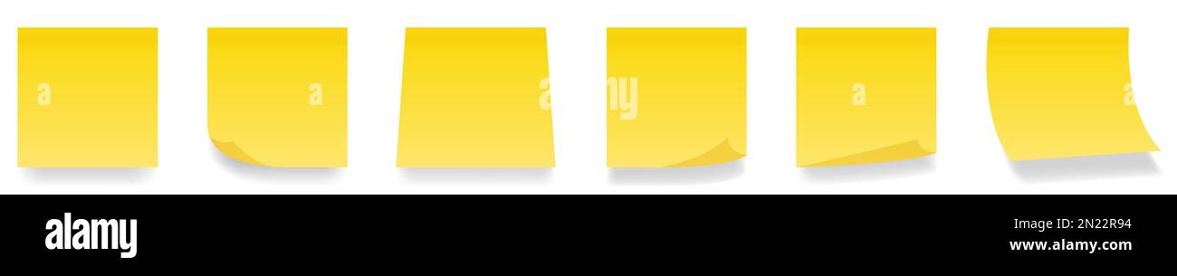Realistic yellow sticky notes collection. Vector illustration isolated ...