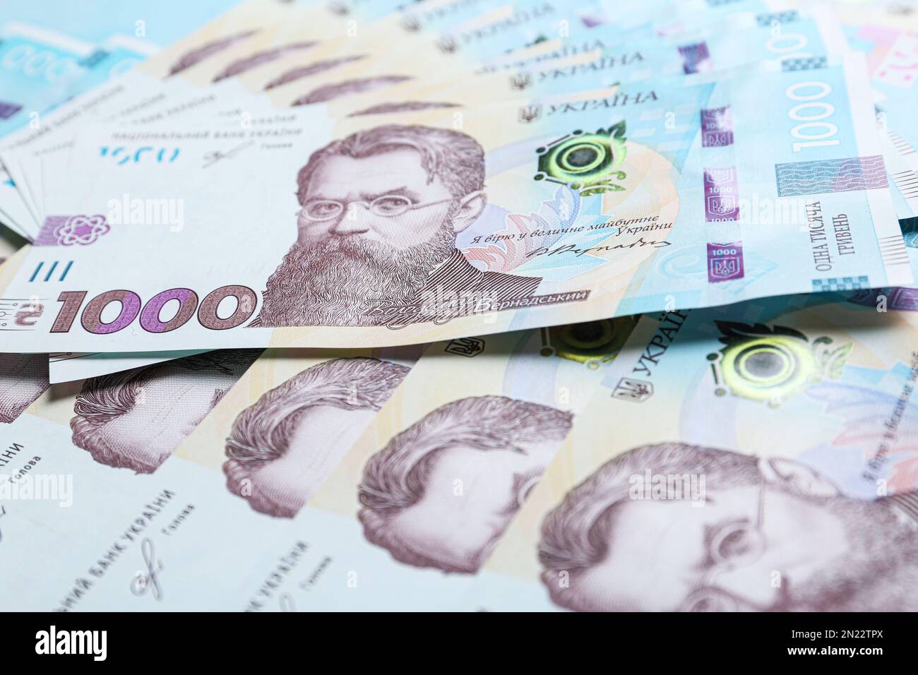 Closeup view of Ukrainian money as background. National currency Stock ...