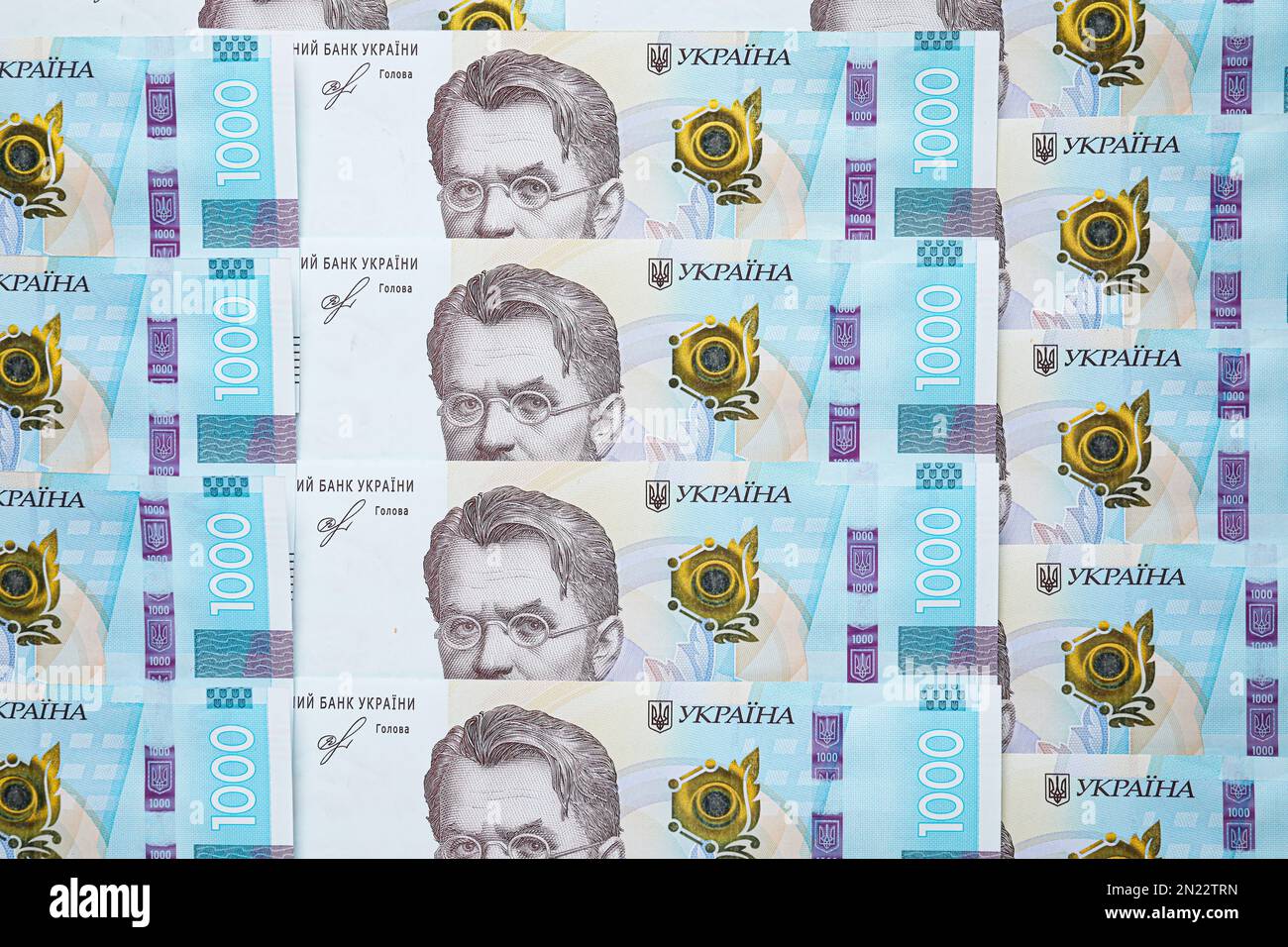 Ukrainian money as background, top view. National currency Stock Photo ...