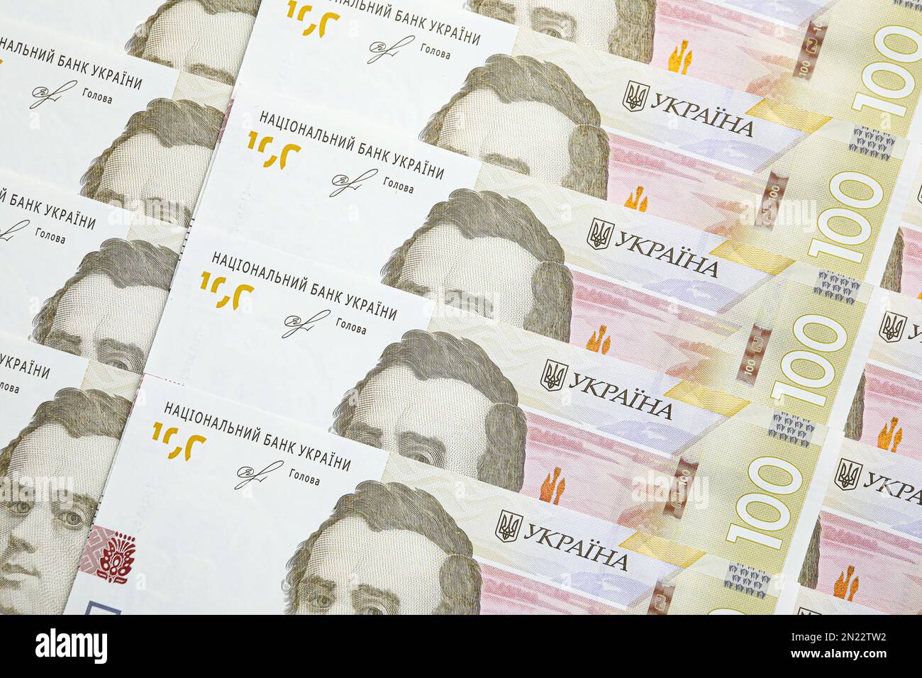 Closeup view of Ukrainian money as background. National currency Stock ...