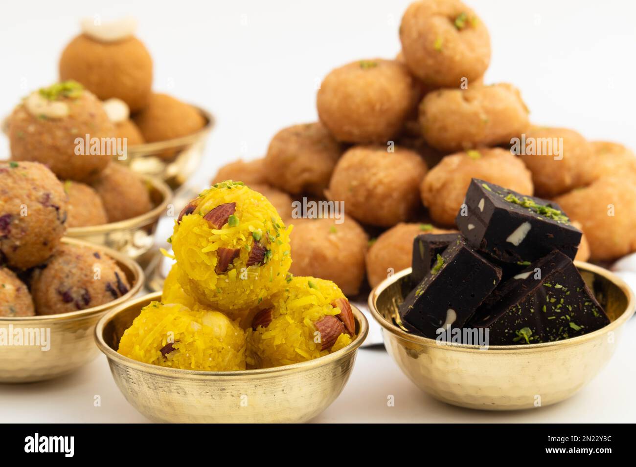 Traditional Indian Mithai Shahi Kesar Nariyal Honey Laddu, Ladoo Or ...