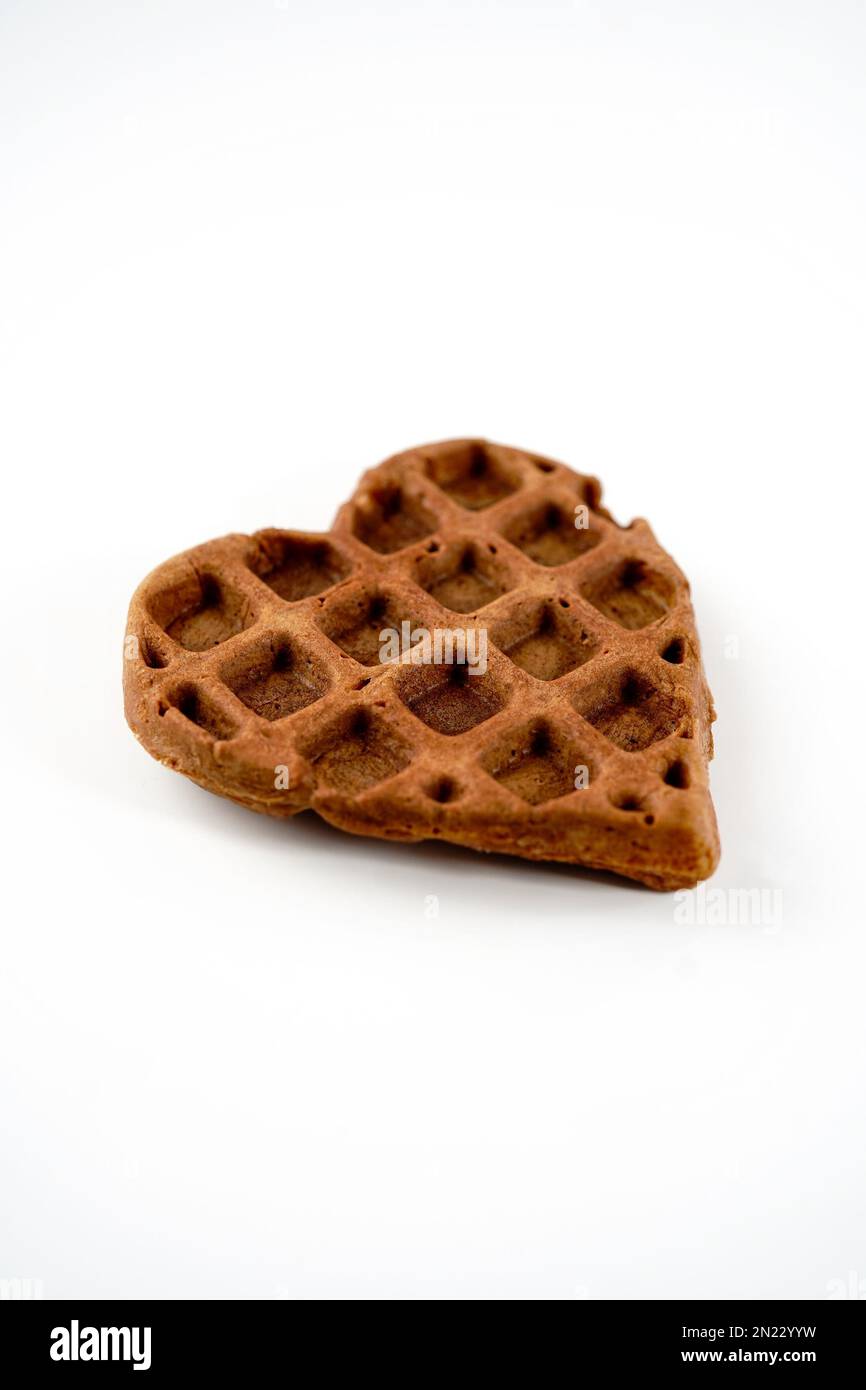 Homemade heart shaped waffles isolated on white background | Valentine ...
