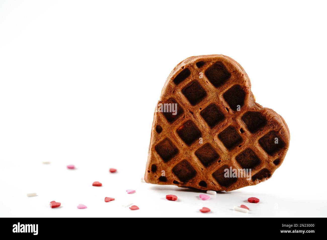 Homemade heart shaped waffles isolated on white background | Valentine ...