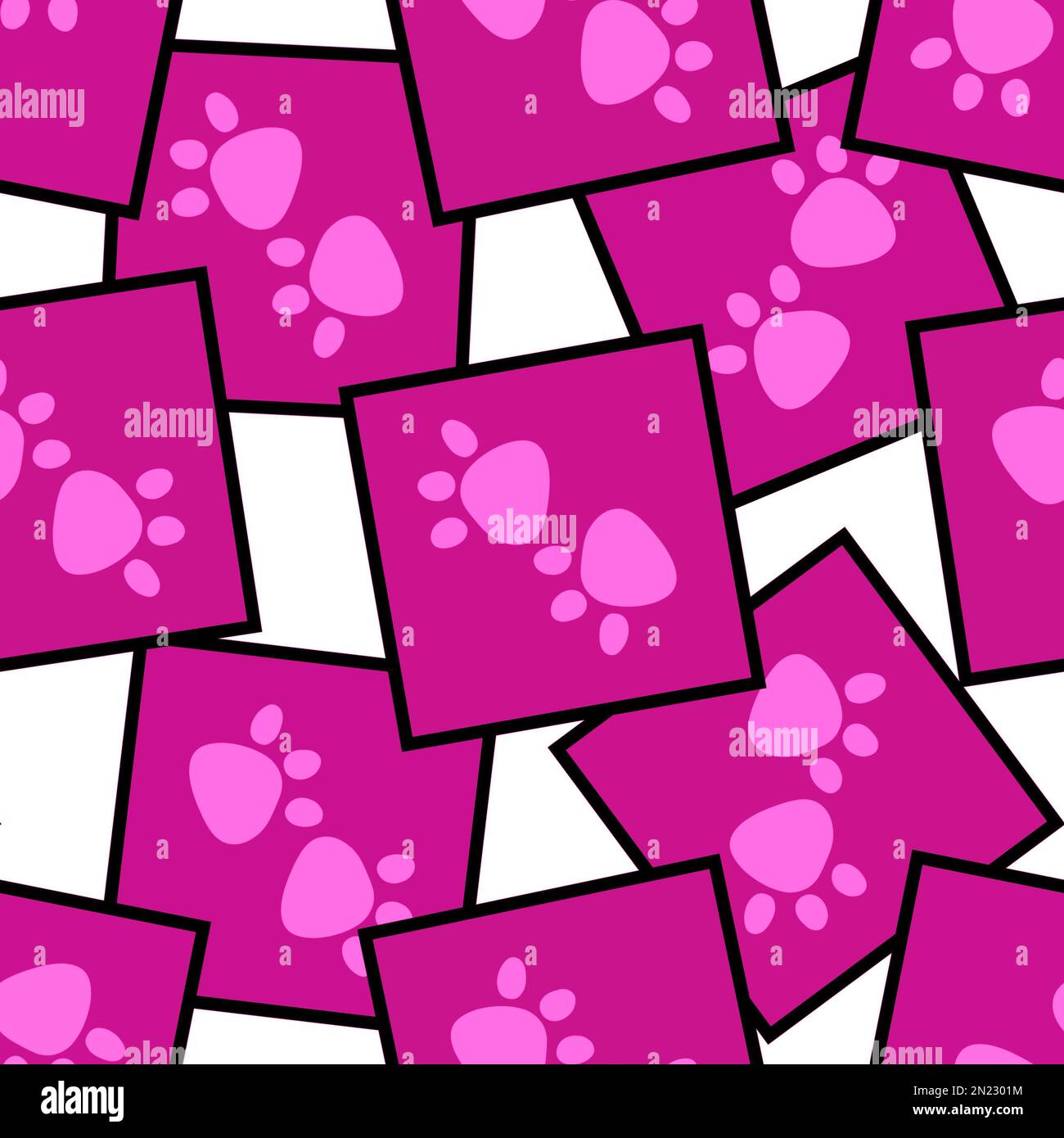 Cartoon animals seamless footprints dig and cat and polka dots and ...