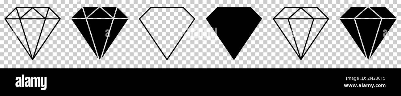 Set of diamond icons. Gemstone symbols. Vector illustration isolated on ...