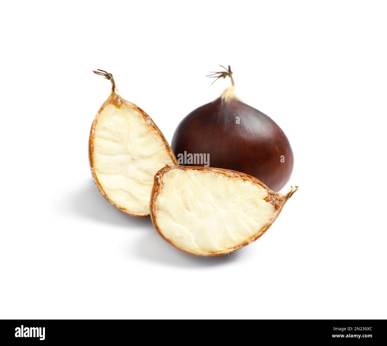 Fresh sweet edible chestnuts on white background Stock Photo - Alamy