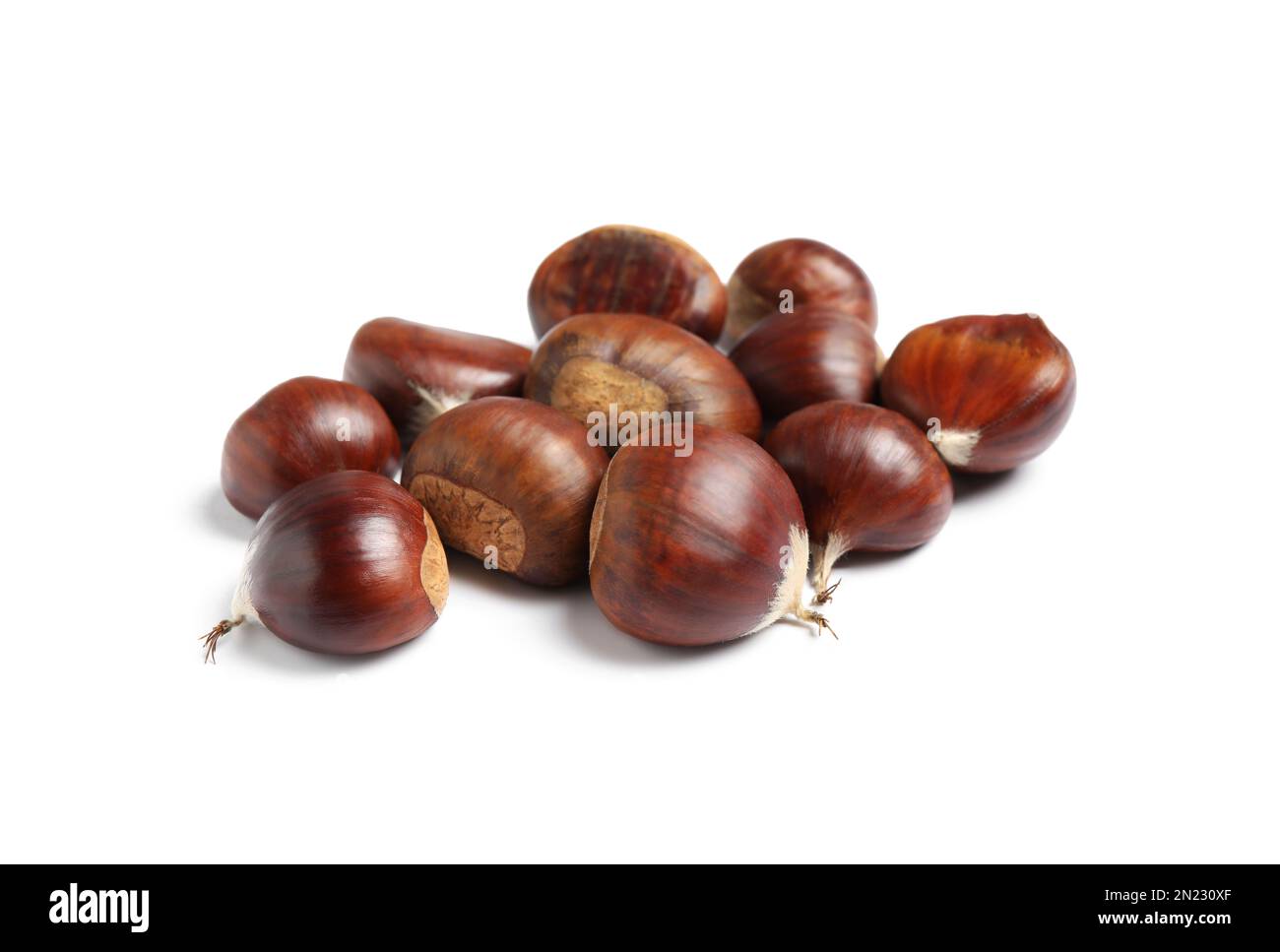 Fresh sweet edible chestnuts on white background Stock Photo - Alamy