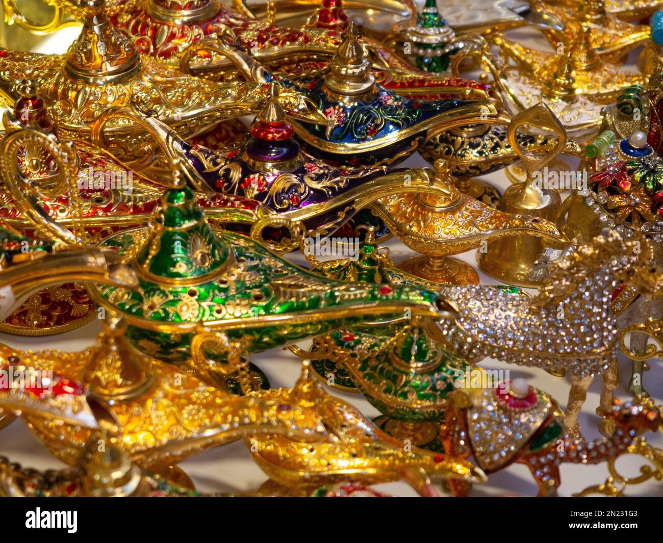 Moroccan style lamps in the medina traditional market. Lights and ...