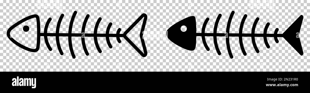Set of fish bone icons. Vector illustration isolated on transparent ...