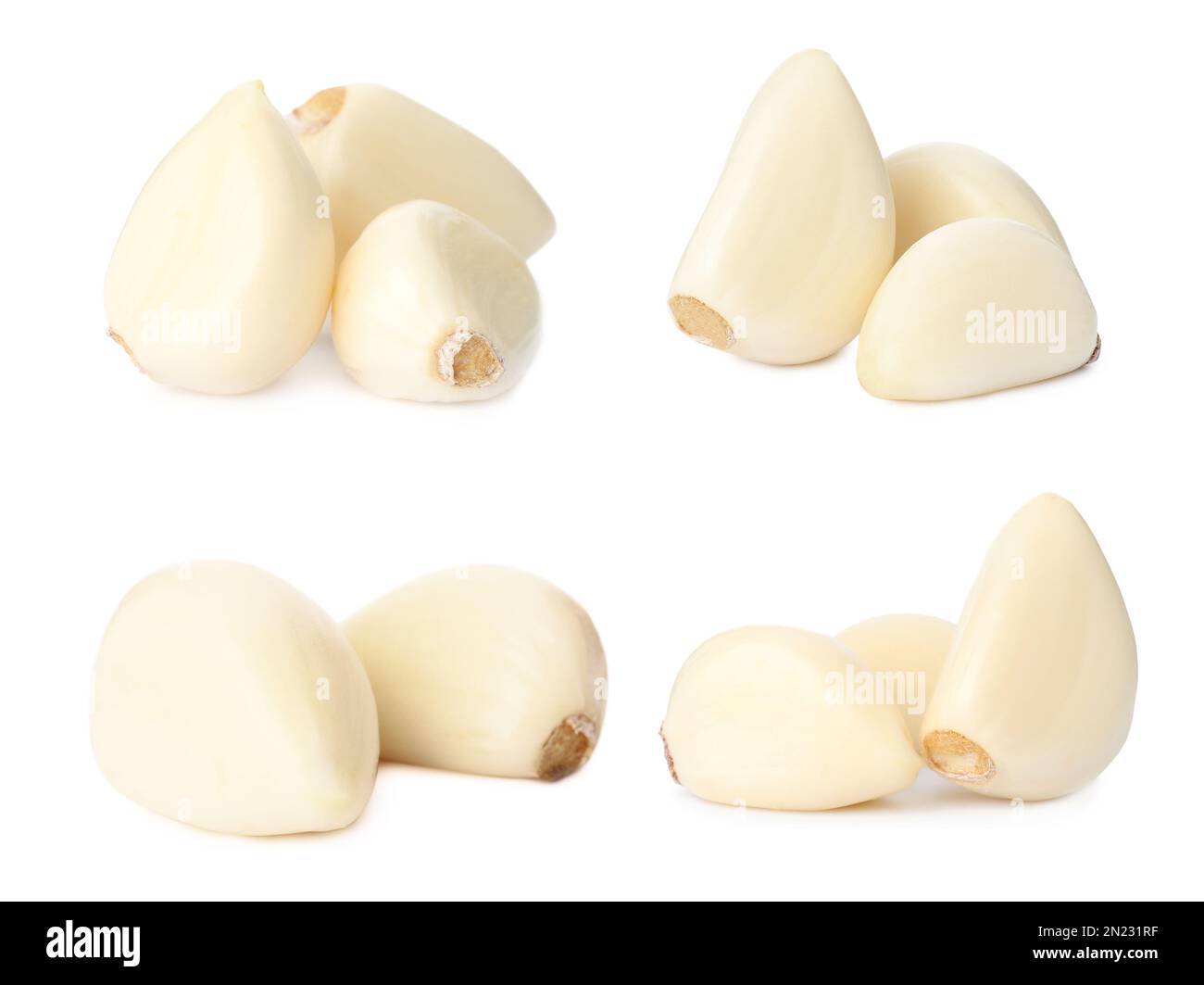 Set of fresh garlic cloves on white background Stock Photo - Alamy