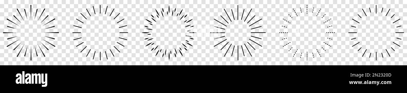 Set of sunburst icon. Starburst with sunrise. Vector illustration ...