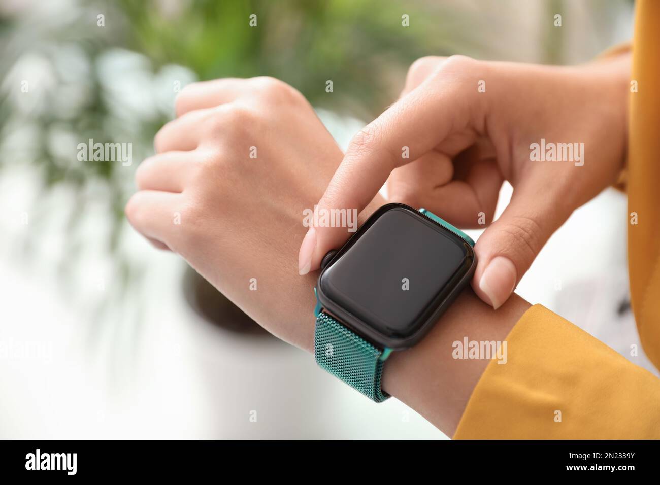 Modern stylish smart watch isolated on white Stock Photo - Alamy