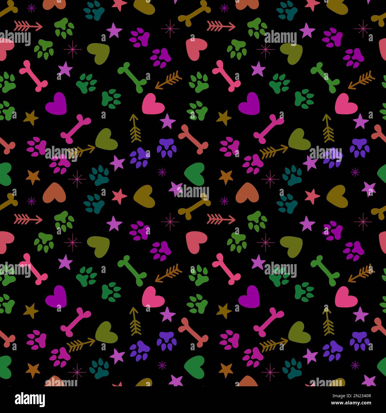 Animals cartoon seamless dog and cat footprints pattern for wrapping ...