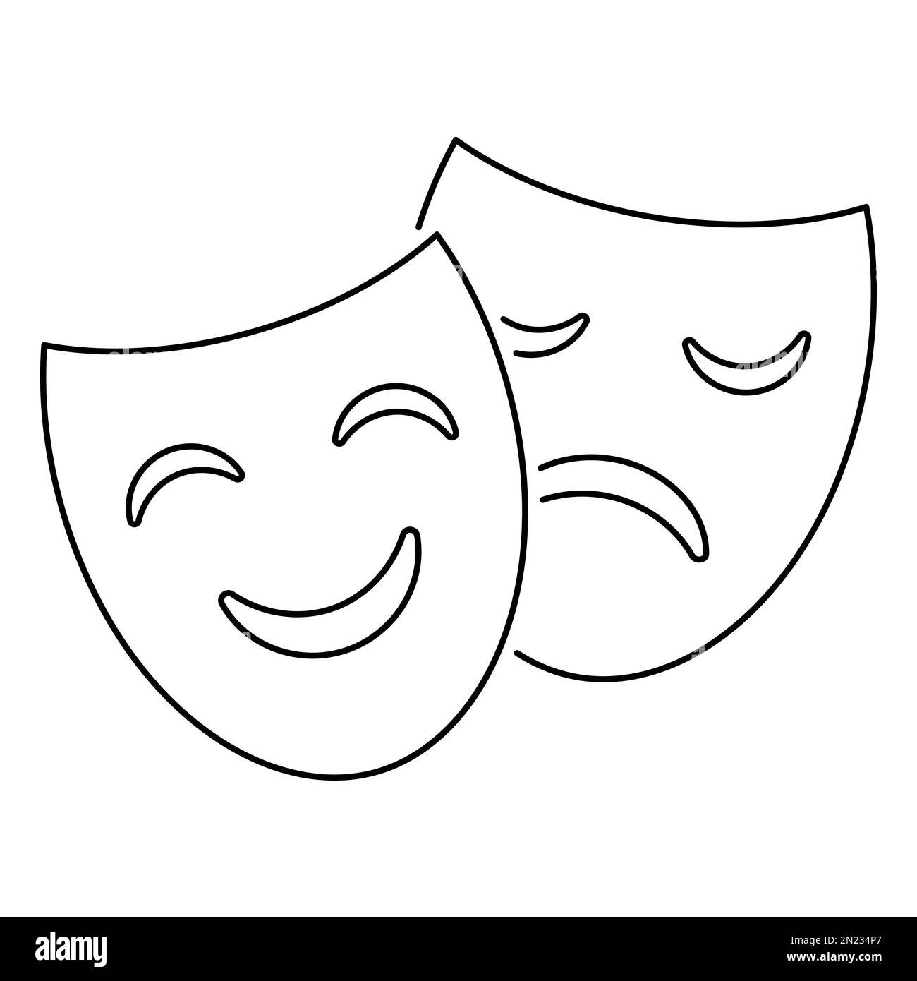 Theater mask outline icon. Vector illustration isolated on white ...