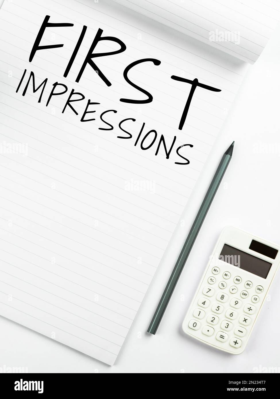 Hand writing sign First Impressions. Word Written on What a person ...