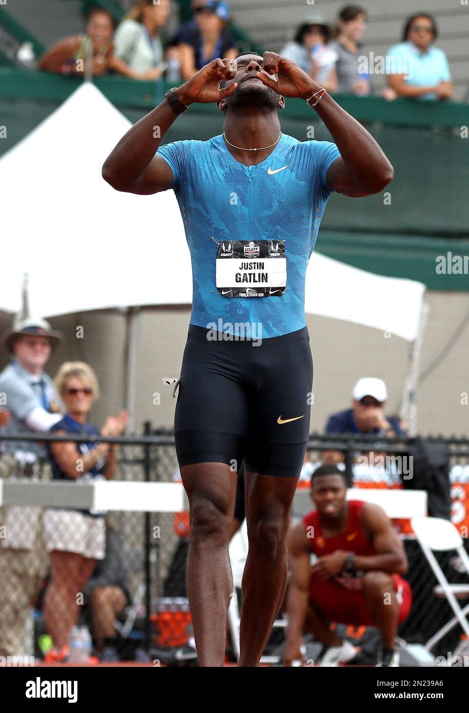 Justin Gatlin is shown at the U.S. track and field championships in ...