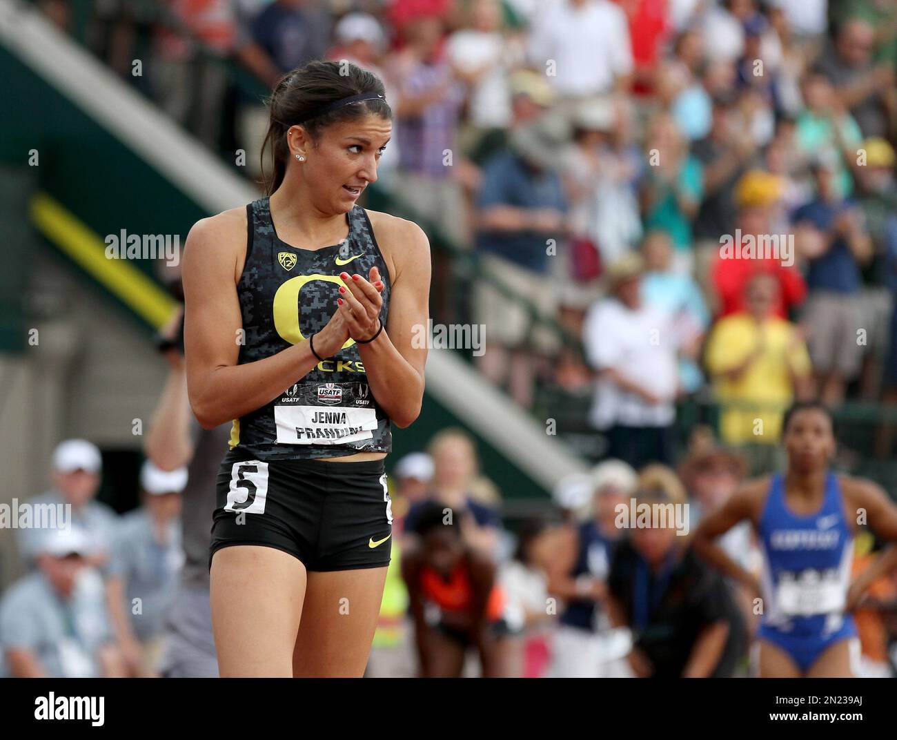 Jenna Prandini is shown at the U.S. track and field championships in Eugene, Ore., Sunday, June ...