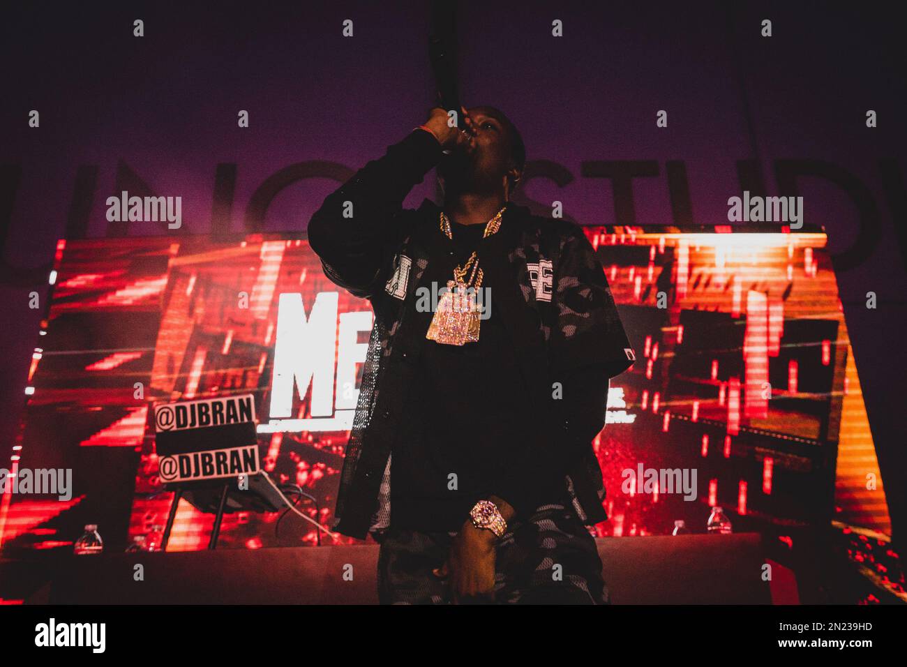 Meek Mill performs at the Roc Nation concert at the Samsung LA Studio ...
