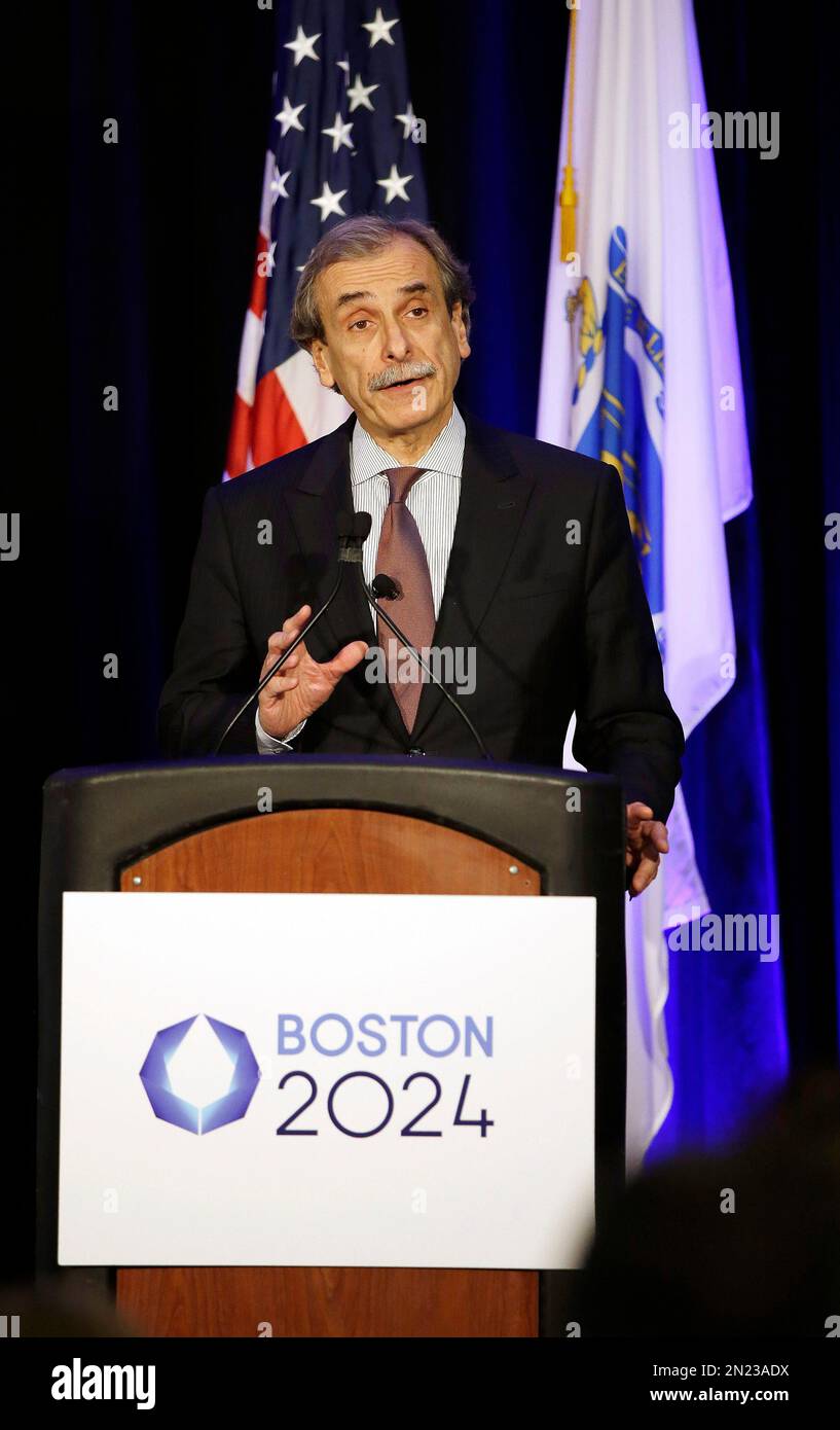 Architect David Manfredi speaks during the release of the Boston 2024 ...