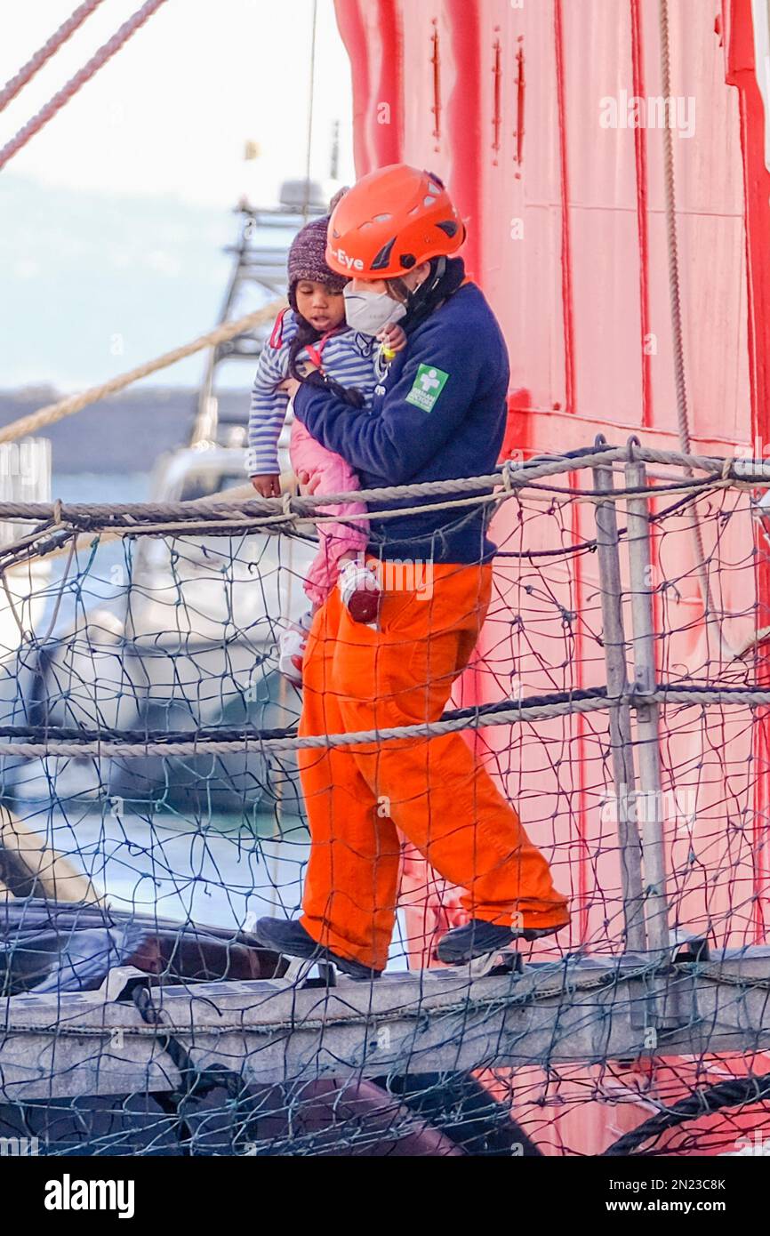 Docking in the port of Naples for the Sea Eye4 ship on board the ONG ...