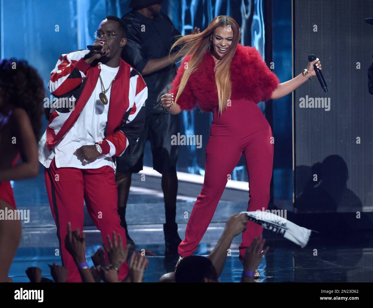 Sean "Diddy" Combs, left, and Faith Evans perform at the BET Awards at ...