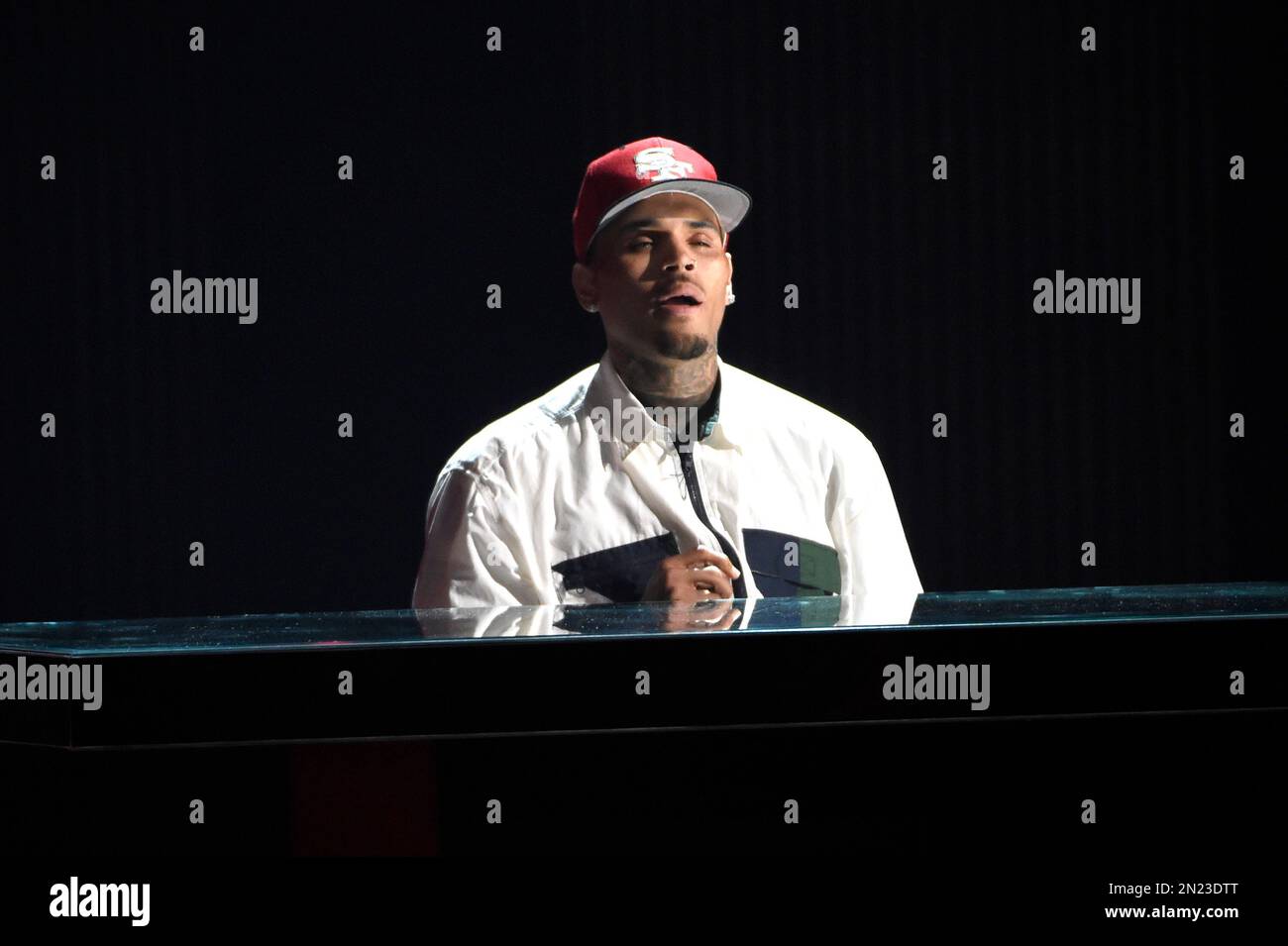 Chris Brown performs at the BET Awards at the Microsoft Theater on ...