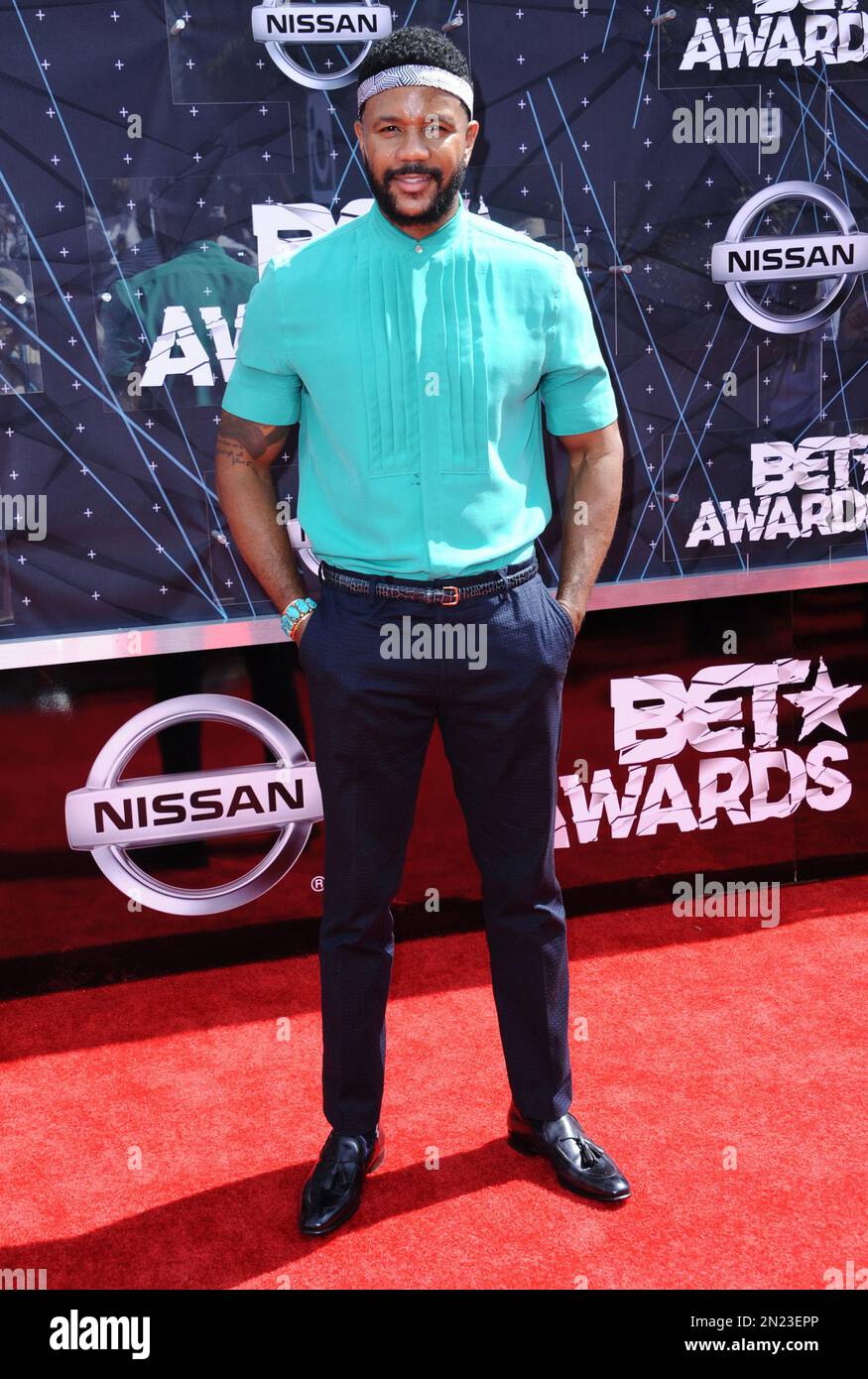 Hosea Chanchez arrives at the BET Awards at the Microsoft Theater on ...