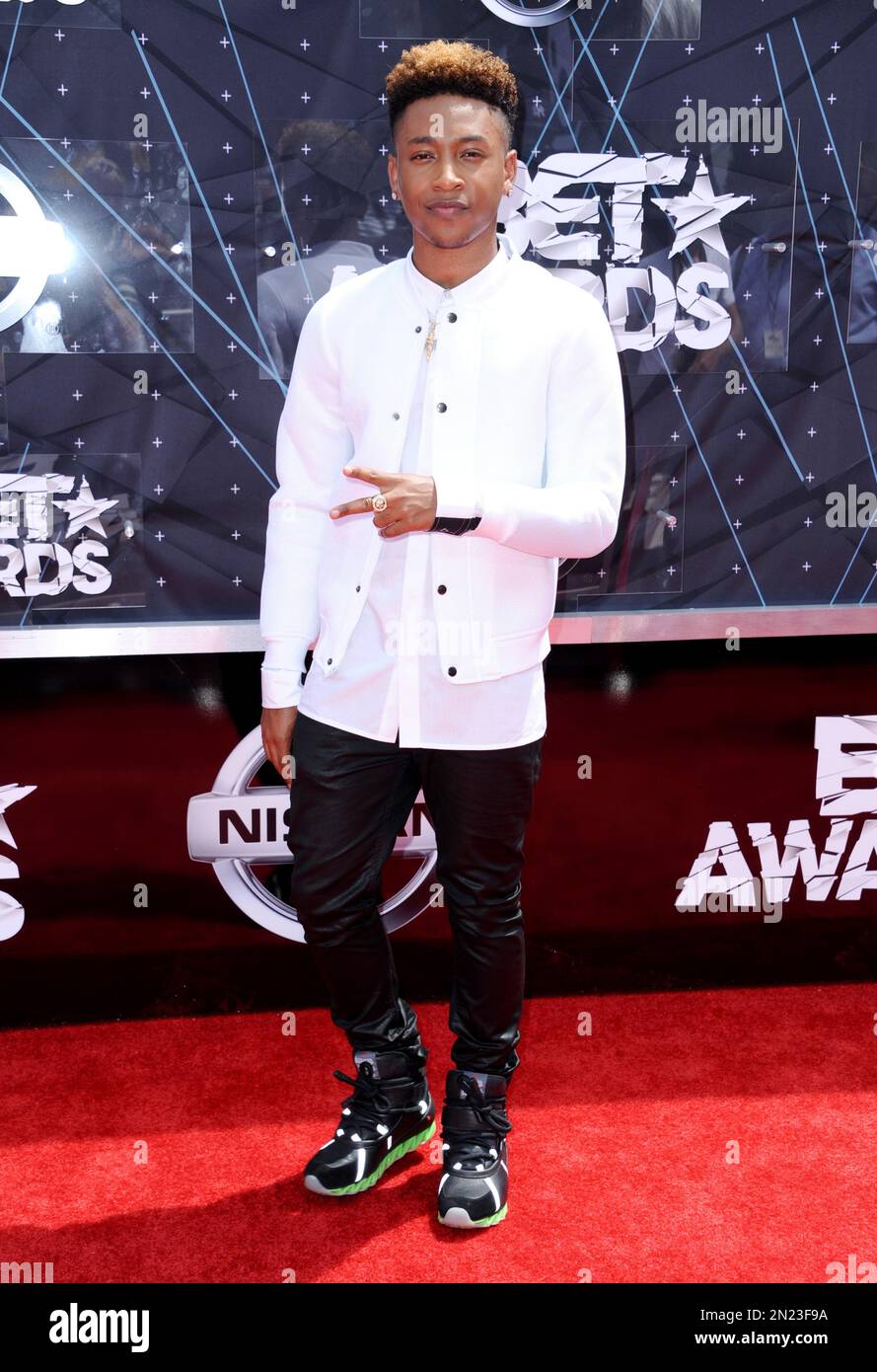 Jacob Latimore arrives at the BET Awards at the Microsoft Theater on ...
