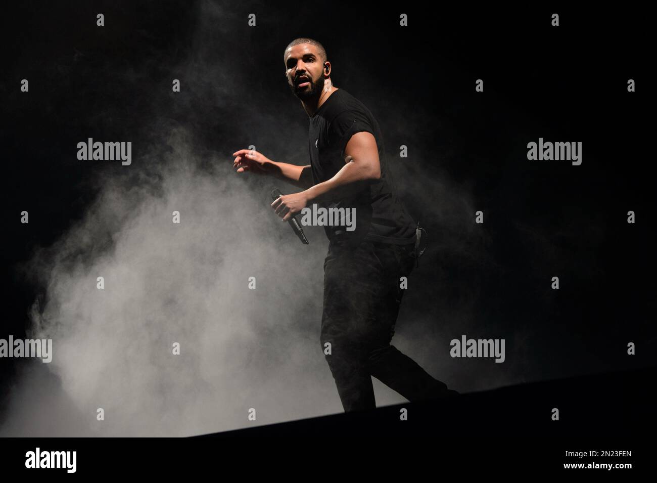Canadian singer Drake performs on the main stage at Wireless festival ...