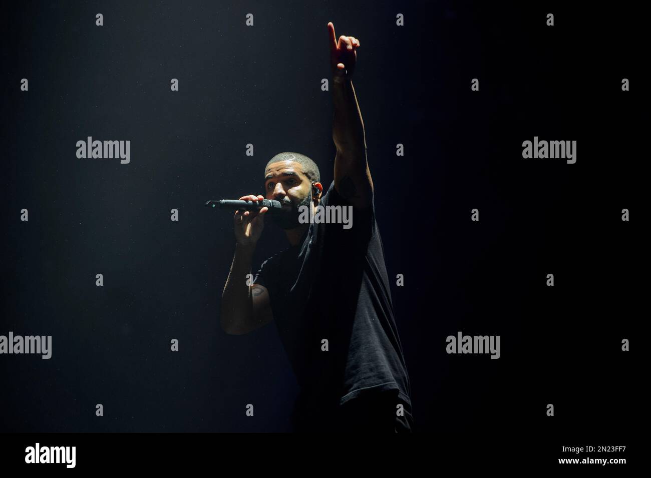 Canadian singer Drake performs on the main stage at Wireless festival ...