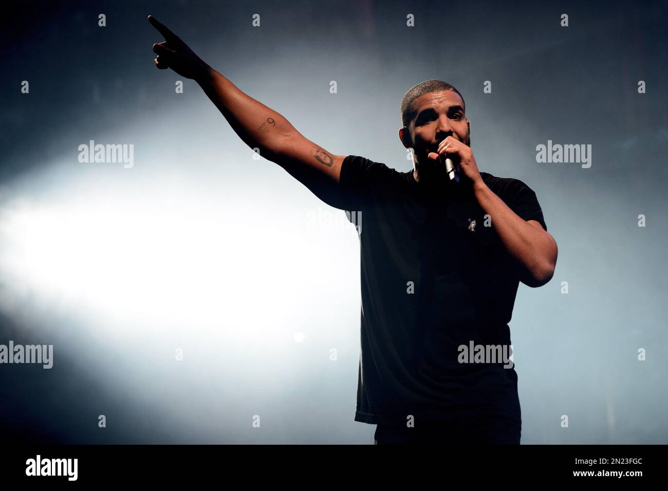 Canadian singer Drake performs on the main stage at Wireless festival ...
