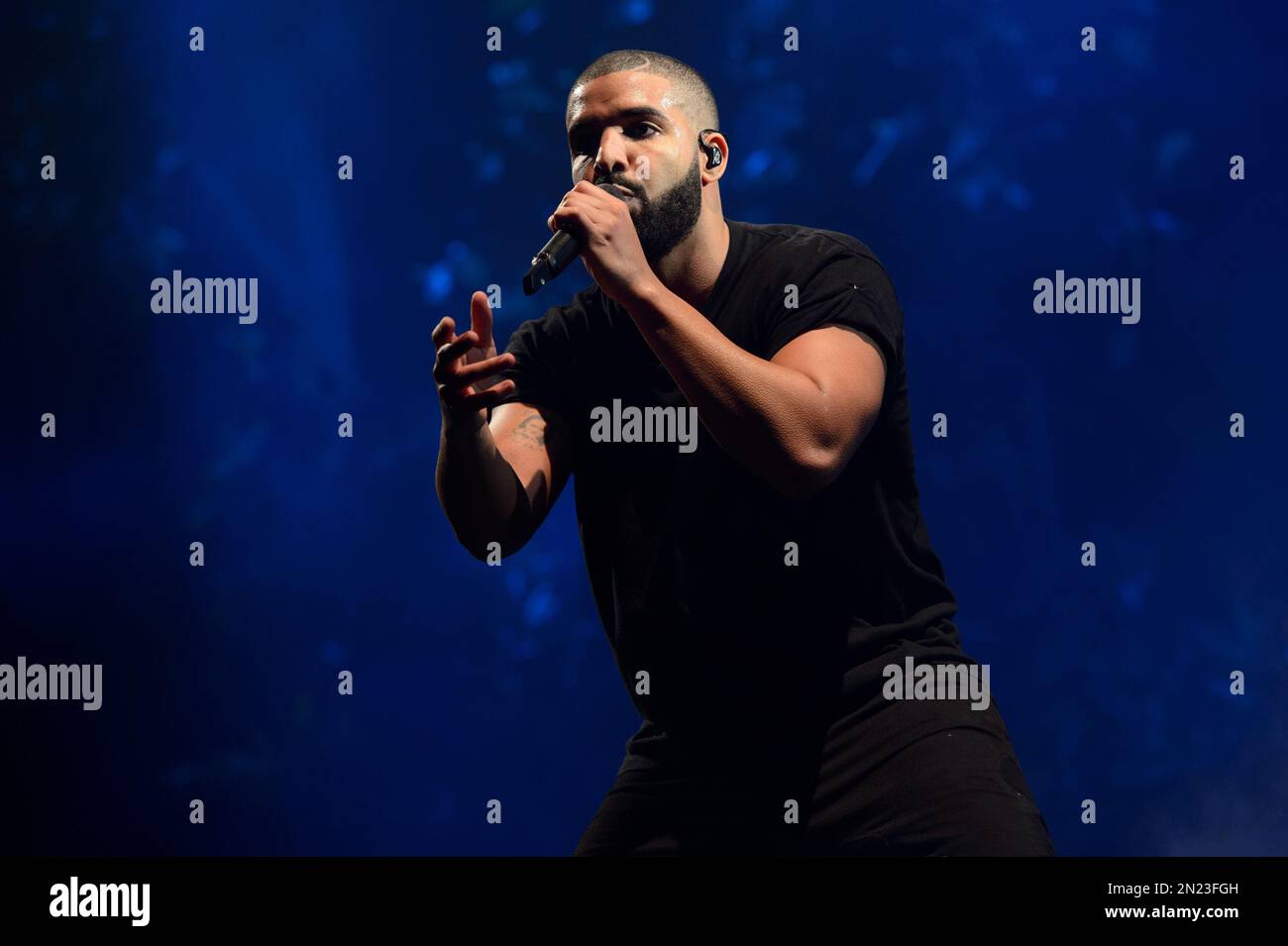 Canadian singer Drake performs on the main stage at Wireless festival ...