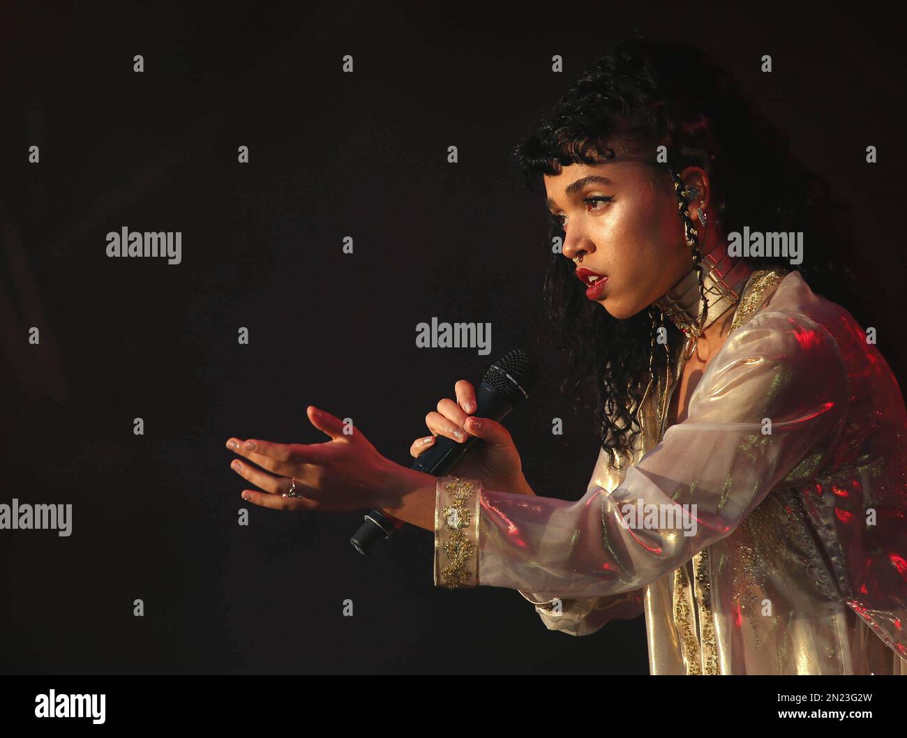 Tahliah Barnett, known as FKA Twigs, performs on the West Holts stage ...