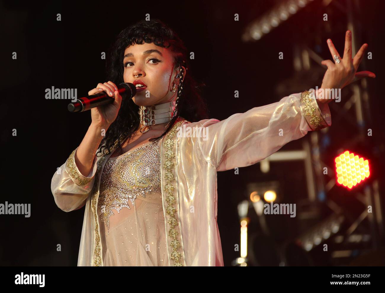 Tahliah Barnett, known as FKA Twigs, performs on the West Holts stage ...