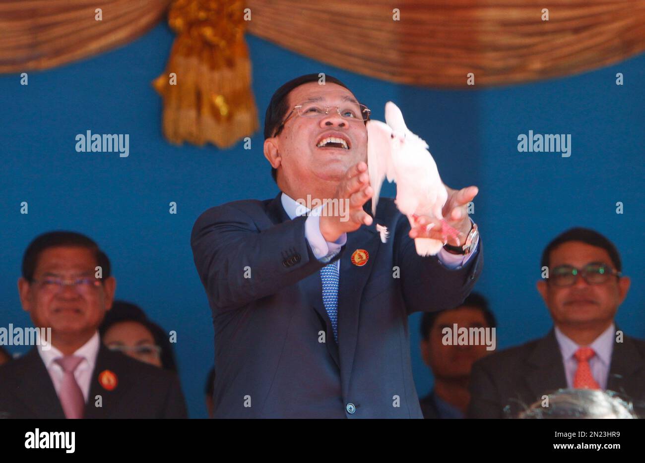 Cambodian Prime Minister Hun Sen, who is also President of Cambodian ...