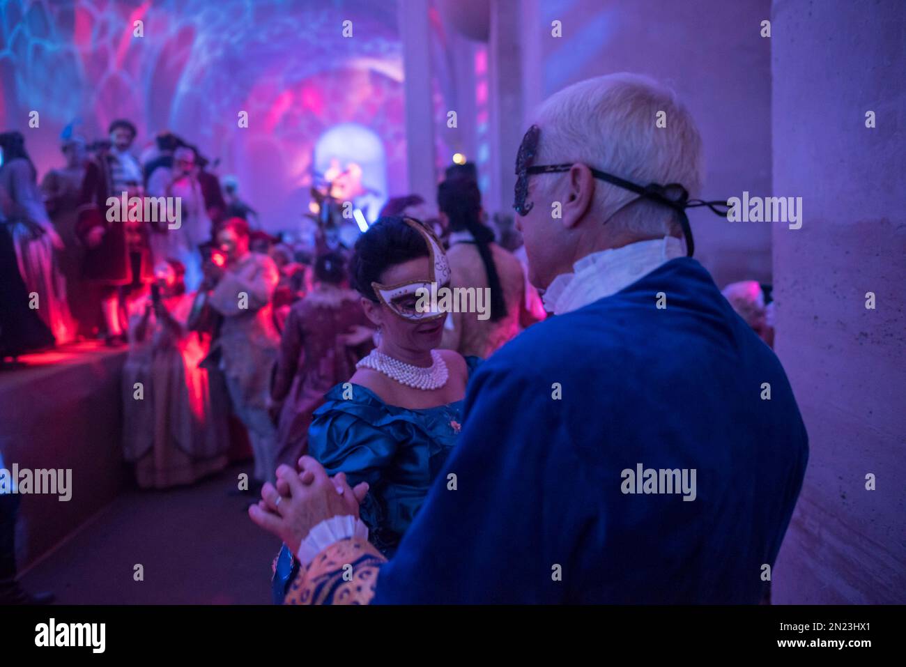 Costumed guests dance during the Great Masked Ball, in the Versailles ...