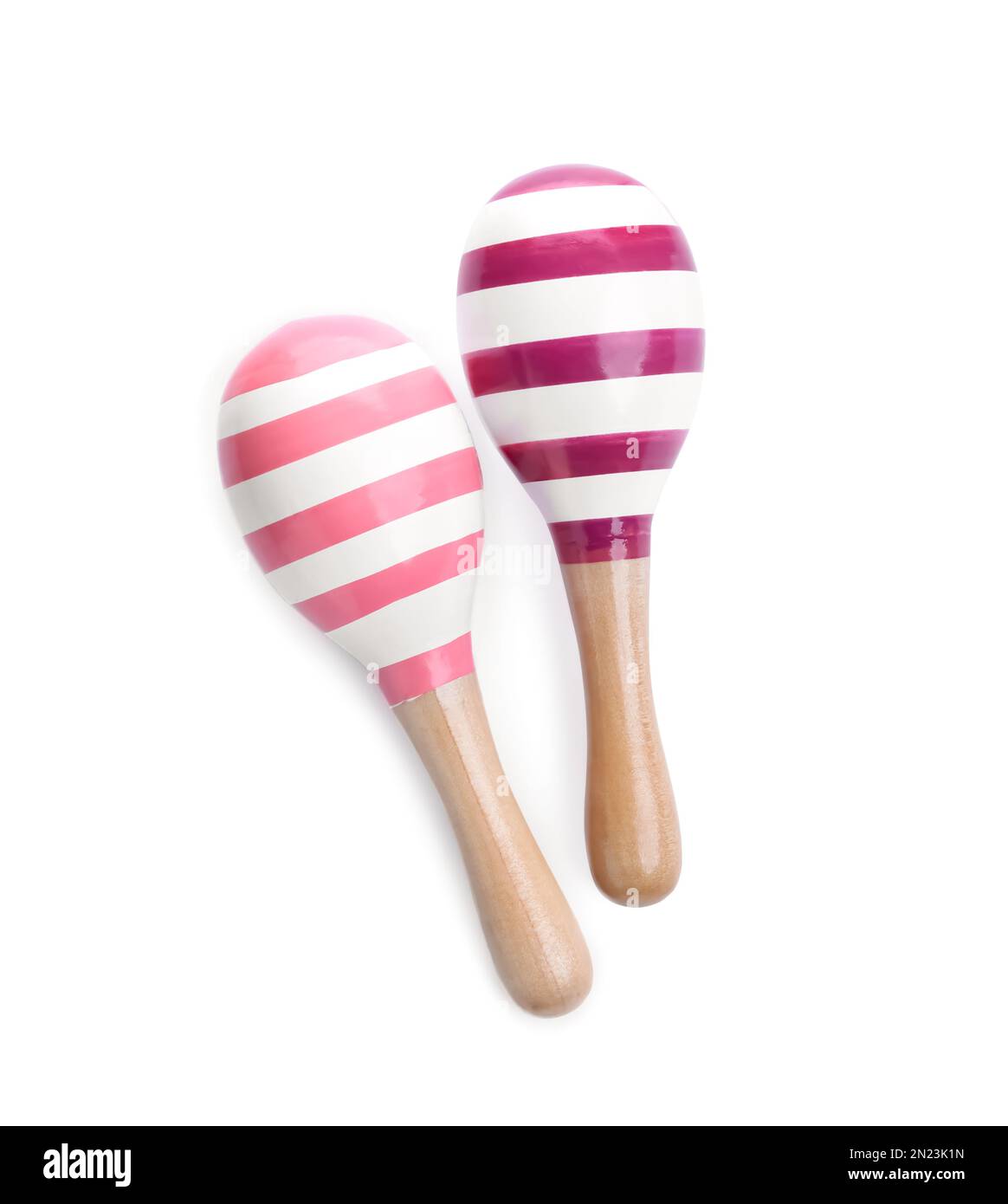 Wooden toy maracas on white background, top view Stock Photo - Alamy