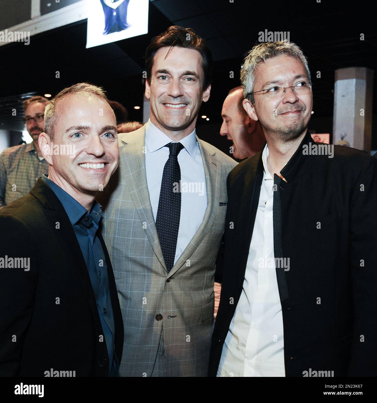 Director Kyle Balda, from left, actor Jon Hamm, and director Pierre ...