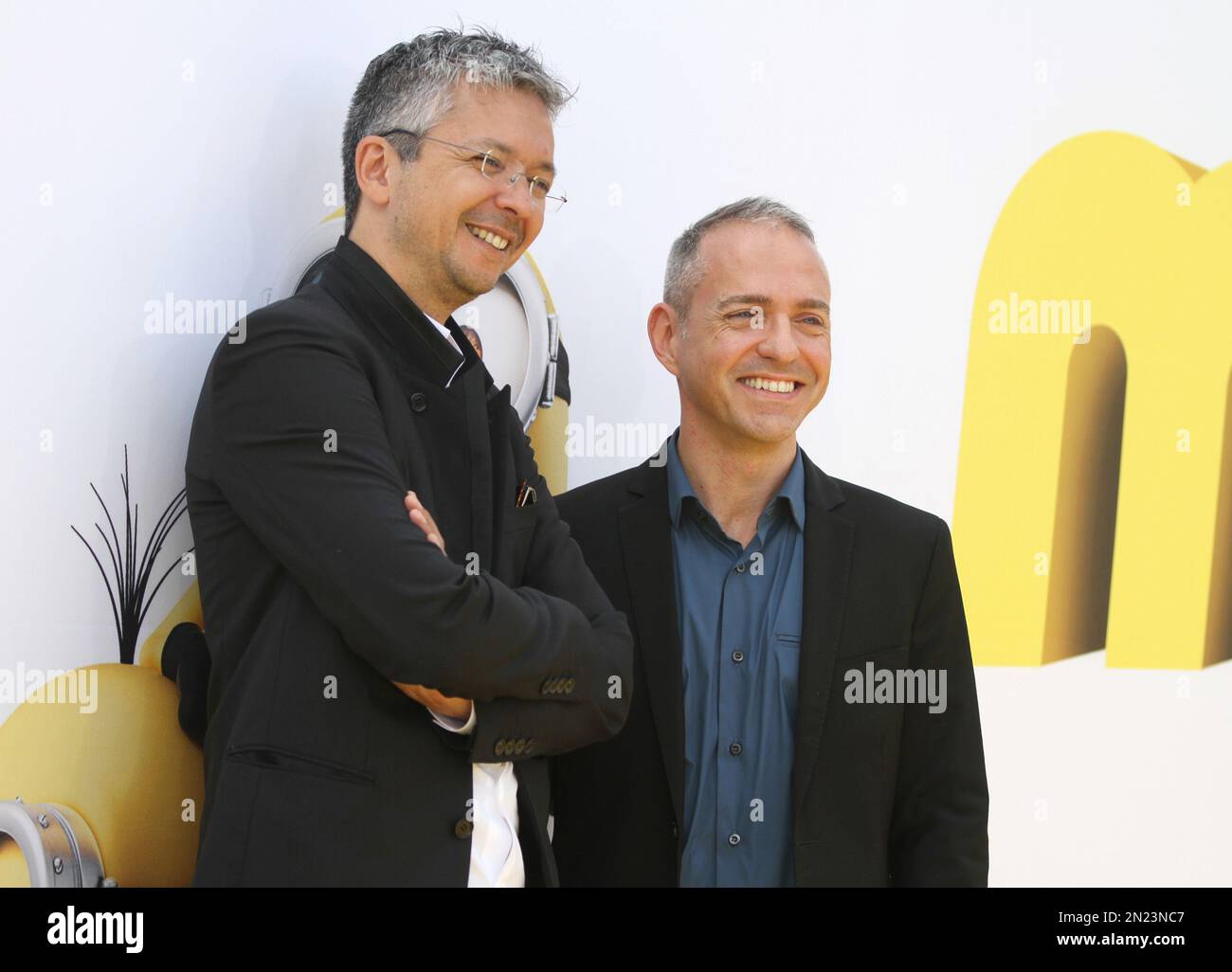 Directors Kyle Balda, right, and Pierre Coffin arrive at the Los ...