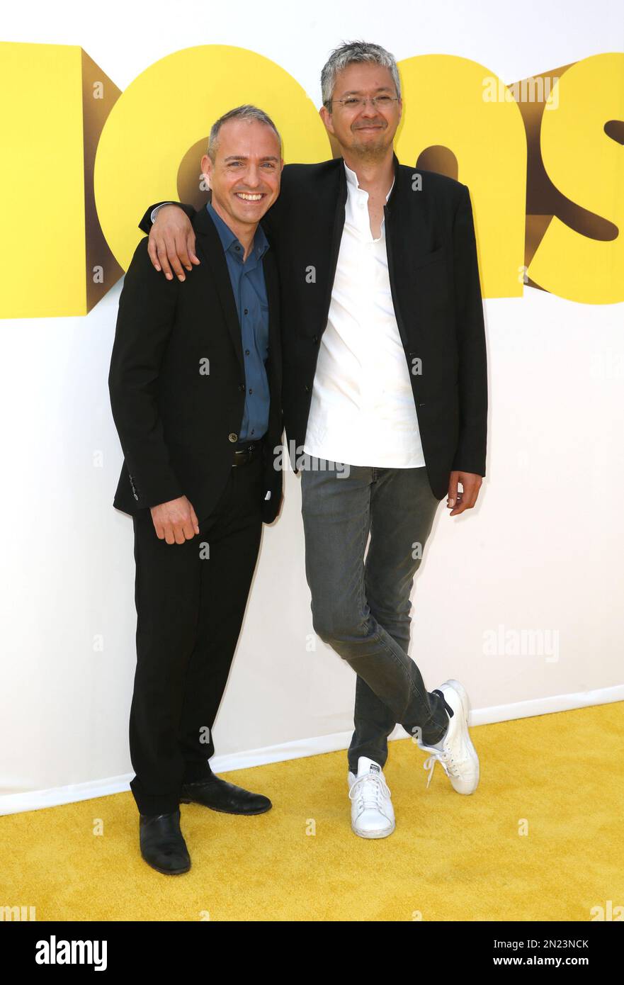 Directors Kyle Balda, left, and Pierre Coffin arrive at the Los Angeles ...