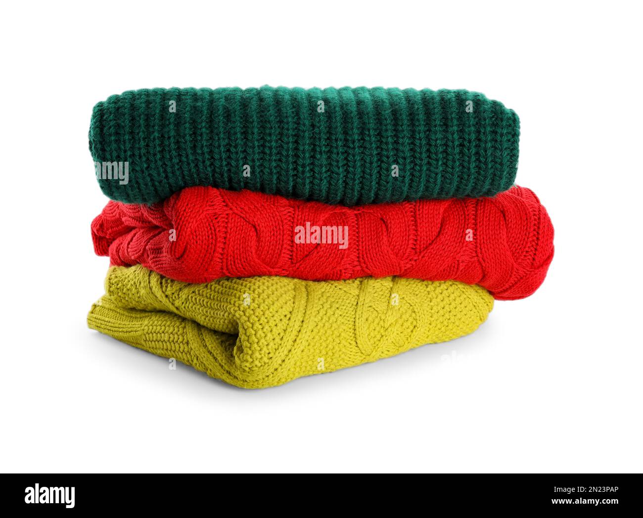 Stack stylish sweaters on Cut Out Stock Images & Pictures - Alamy