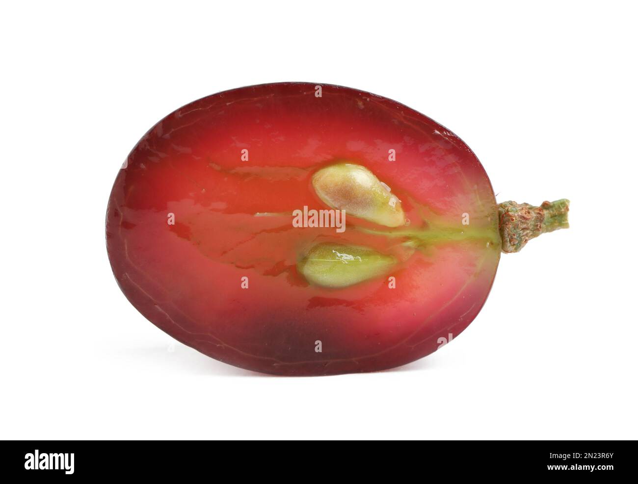 Half of delicious ripe red grape isolated on white Stock Photo - Alamy