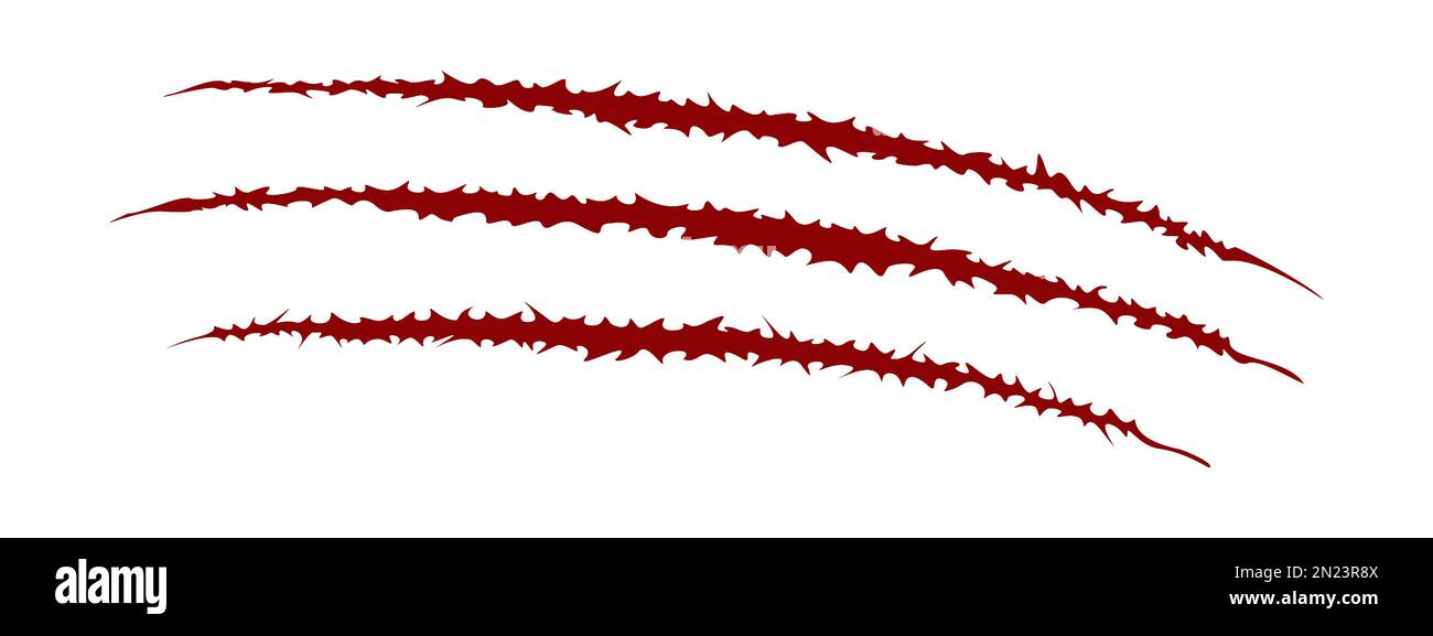 Blood scratch claws mark icon. Long trail of wild animal, monster or ...