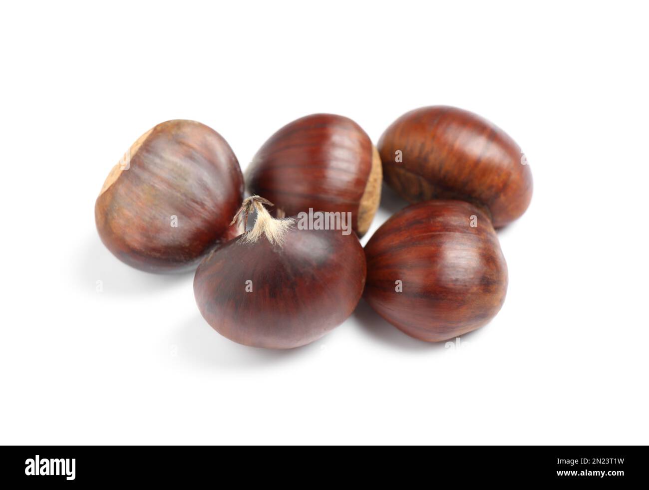 Fresh sweet edible chestnuts on white background Stock Photo - Alamy