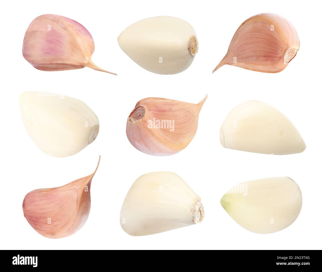 Set of fresh garlic cloves on white background Stock Photo - Alamy