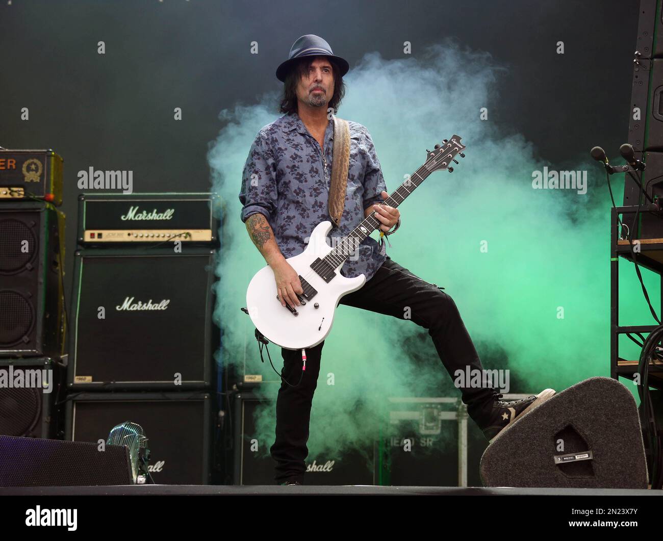 Motorhead lead guitarist Phil Campbell performs on the Pyramid stage ...
