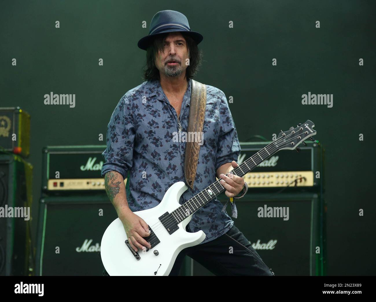 Motorhead lead guitarist Phil Campbell performs on the Pyramid stage ...